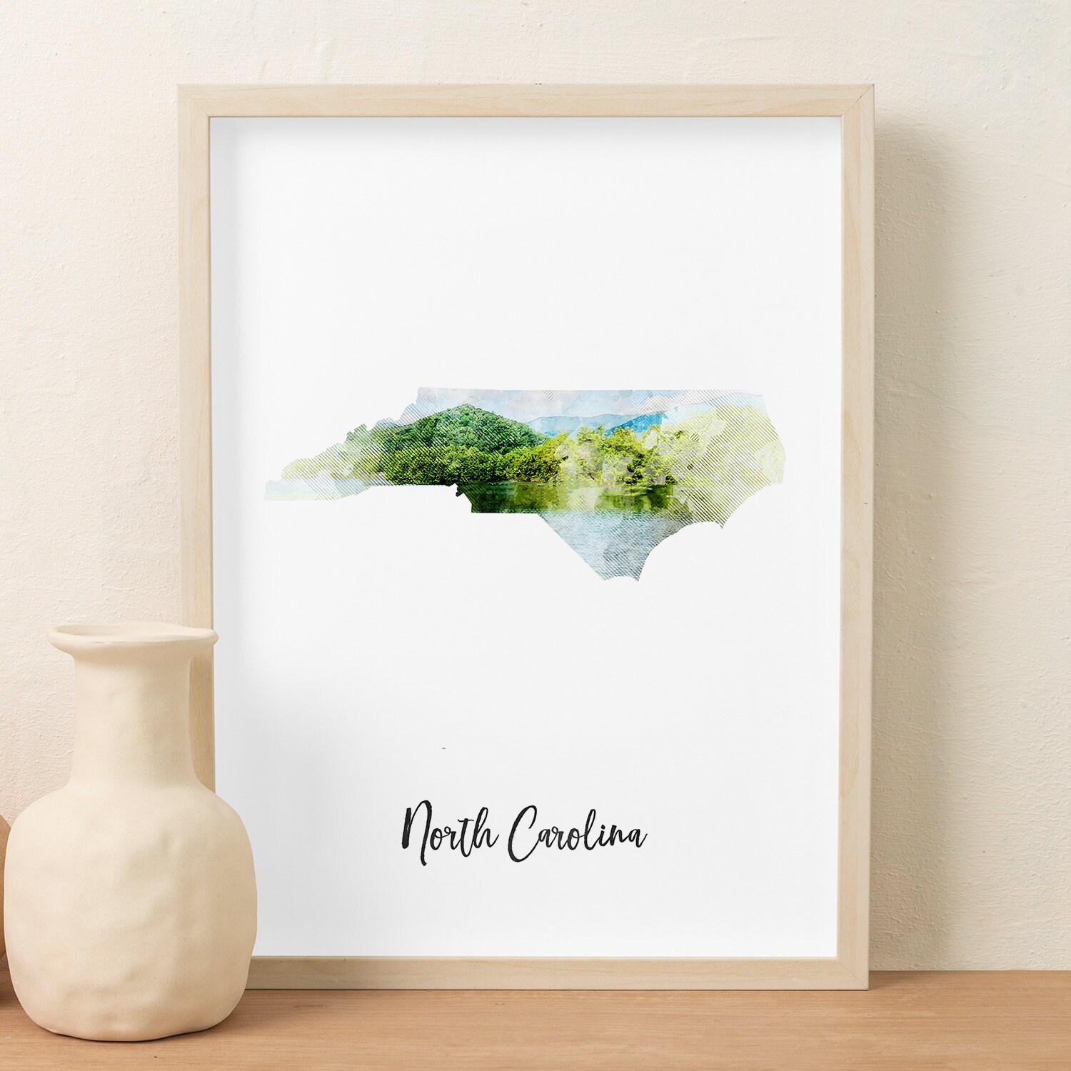 North Carolina Watercolor Map Digital Download, State Map, Country Map ...