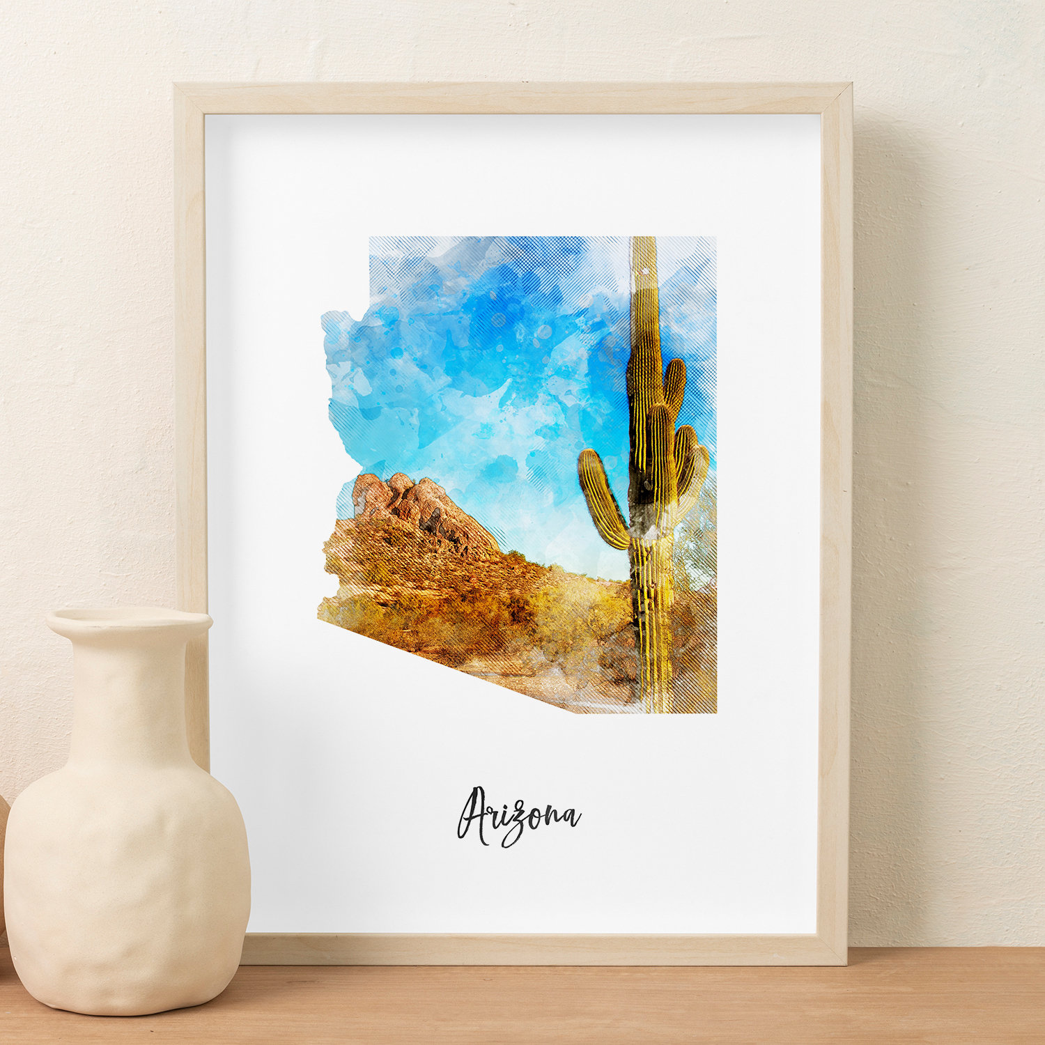 Arizona Watercolor Map Digital Download, State Map, Country Map, Map ...