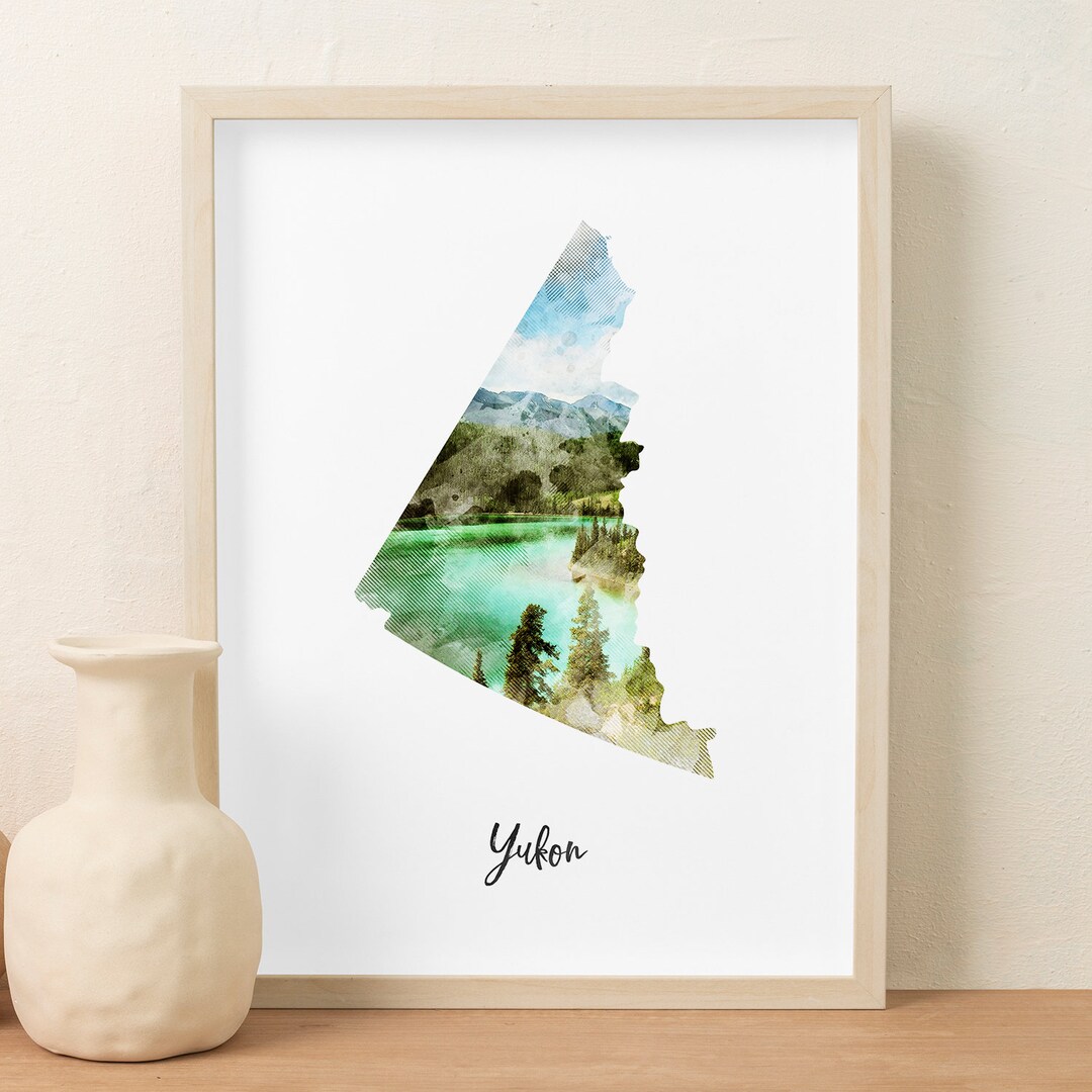 Yukon Watercolor Map Digital Download, State Map, Country Map, Map ...