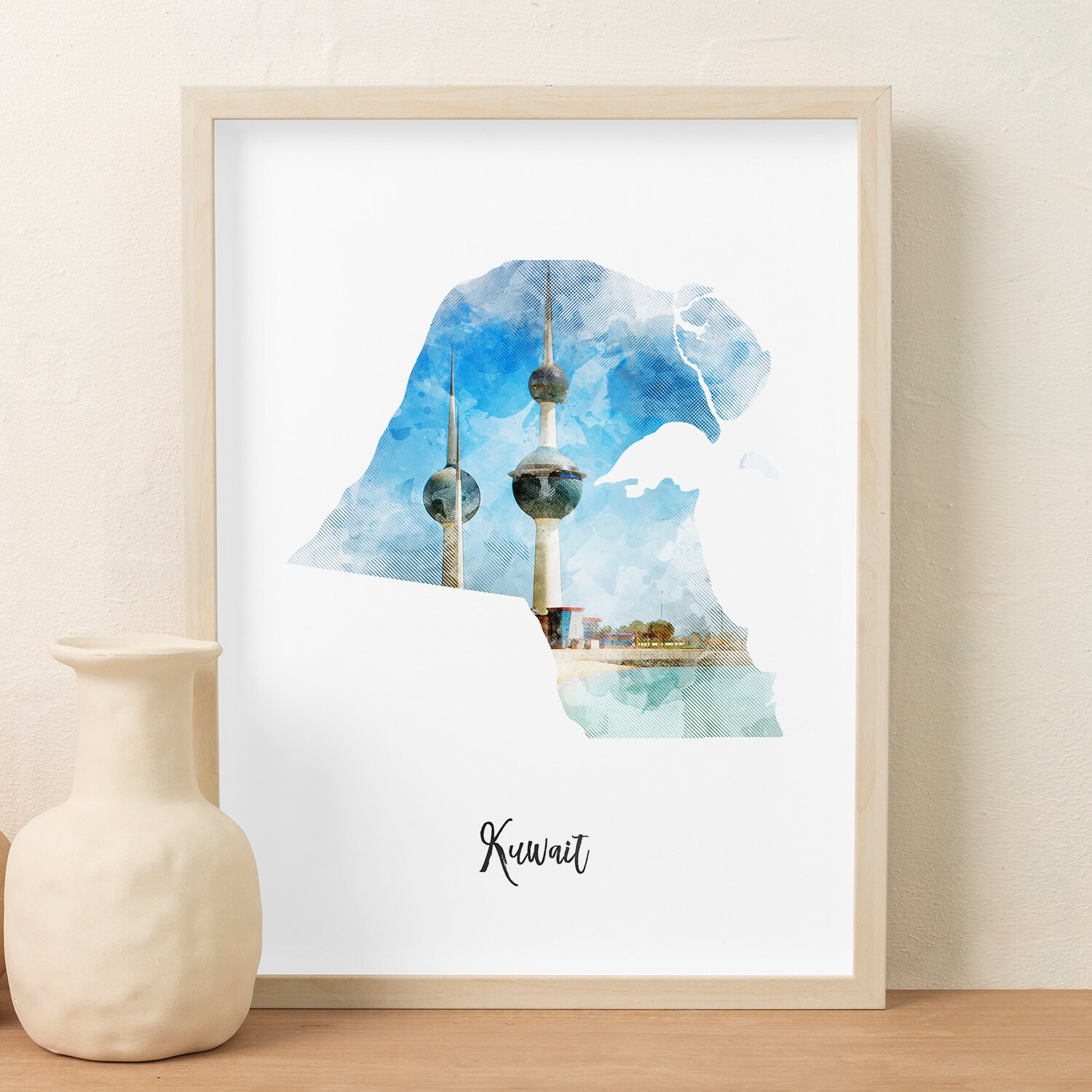 Kuwait Watercolor Map Digital Download, State Map, Country Map, Map ...
