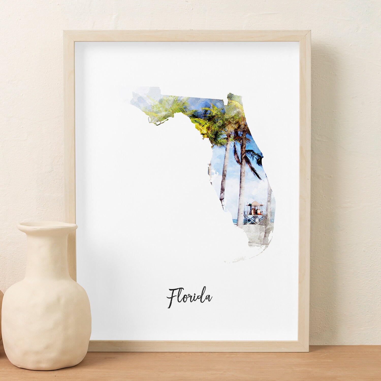 Florida Watercolor Map Digital Download, State Map, Country Map, Map ...