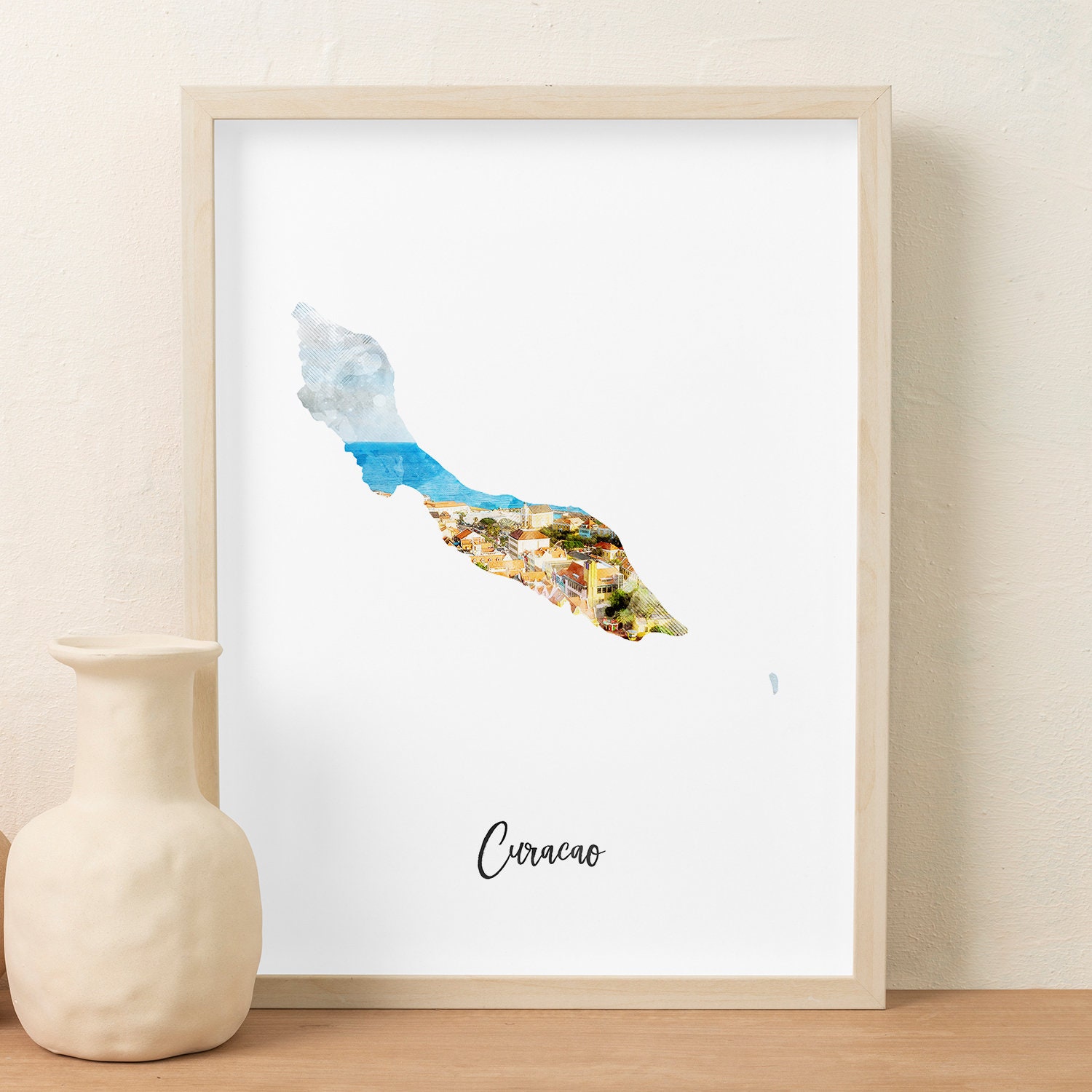 Curacao Watercolor Map Digital Download, State Map, Country Map, Map ...