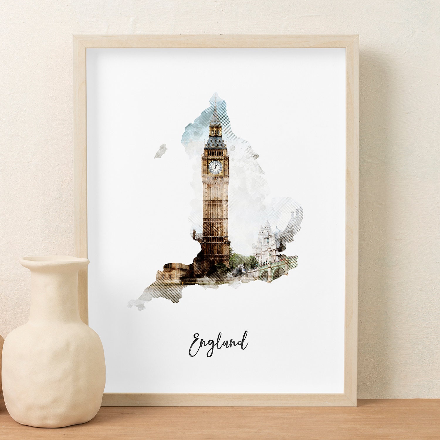 England Watercolor Map Digital Download, State Map, Country Map, Map ...