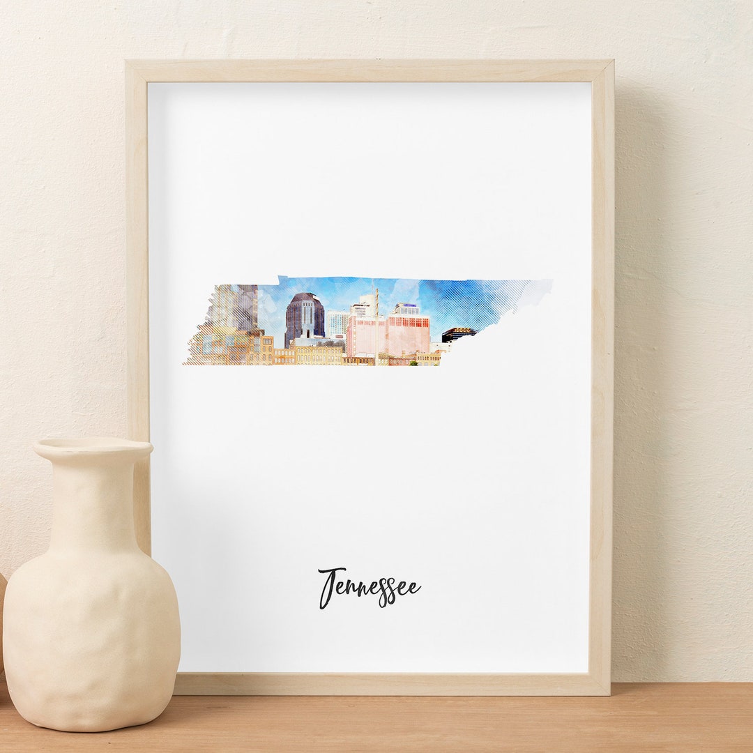 Tennessee Watercolor Map Digital Download, State Map, Country Map, Map ...