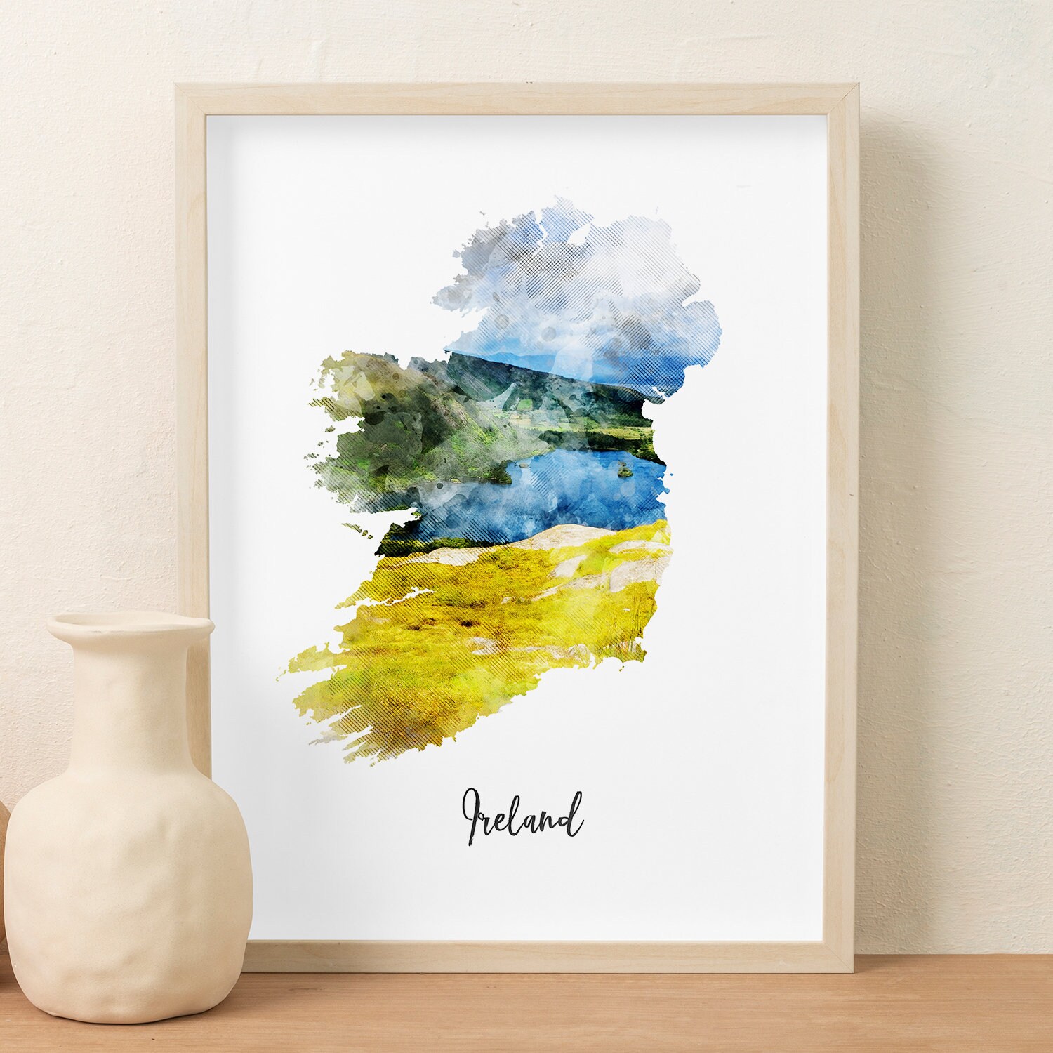 Ireland Watercolor Map Digital Download, State Map, Country Map, Map ...