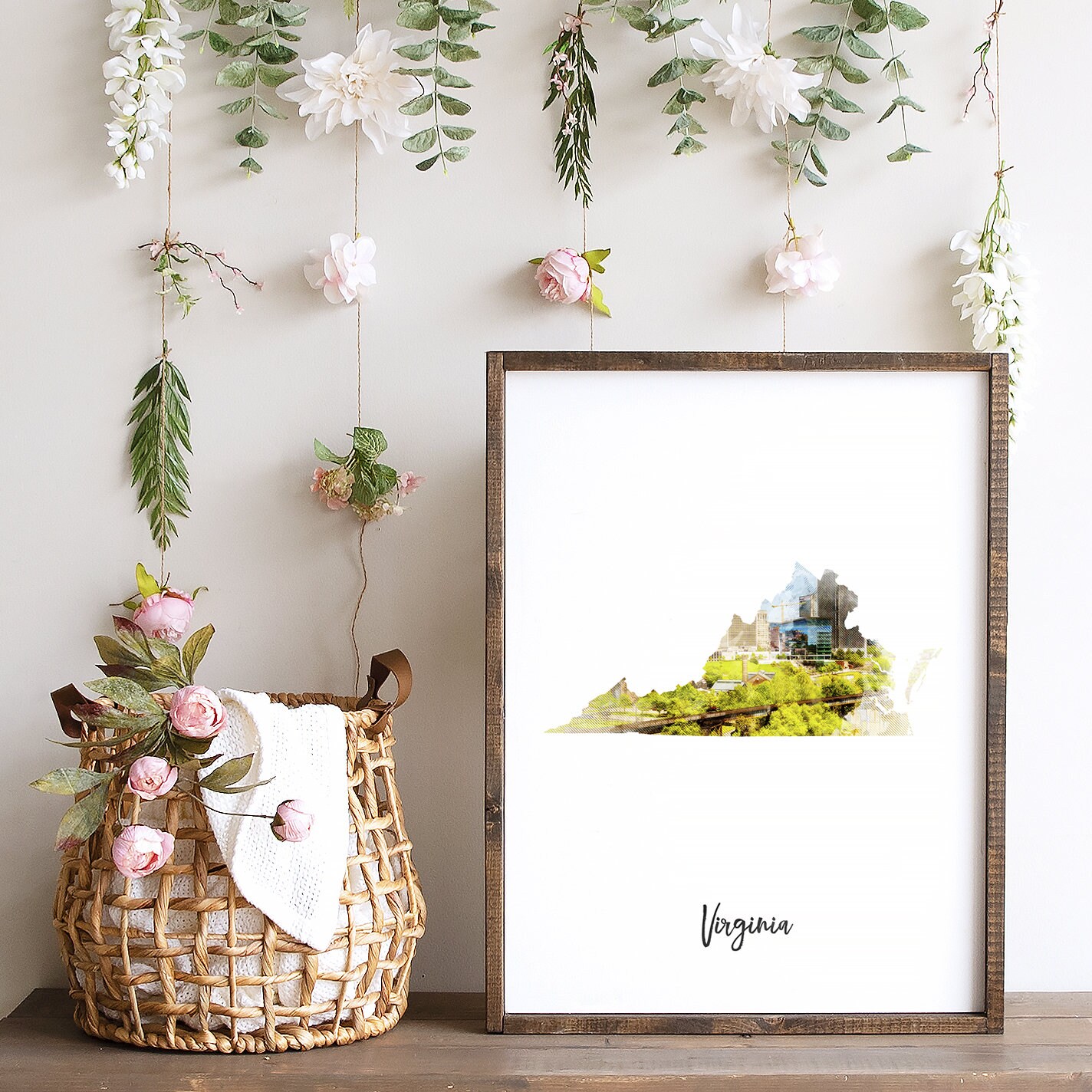 Virginia Watercolor Map Digital Download, State Map, Country Map, Map ...
