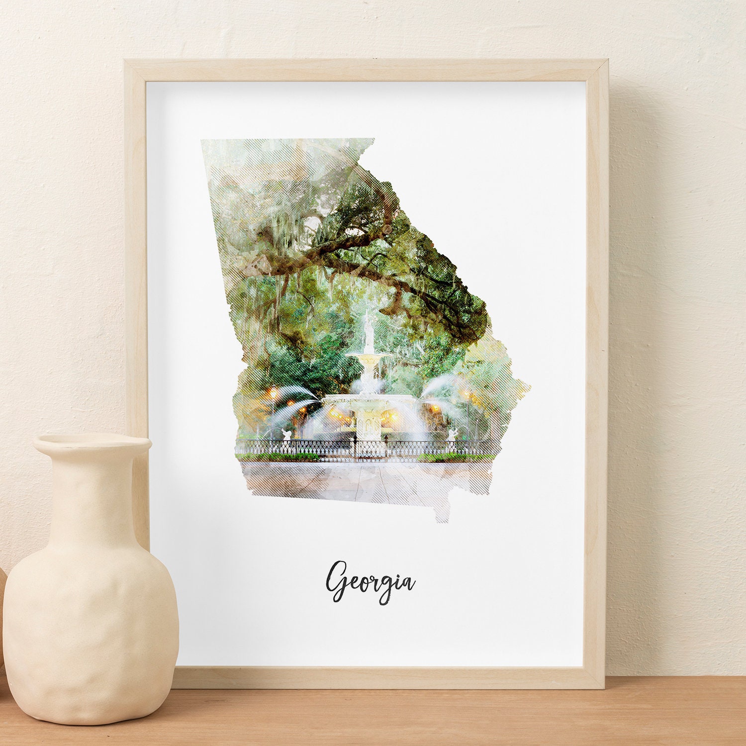 Georgia Watercolor Map Digital Download, State Map, Country Map, Map ...