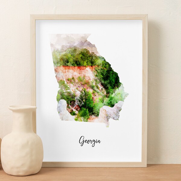 Georgia State Wall Map Large Print - Etsy