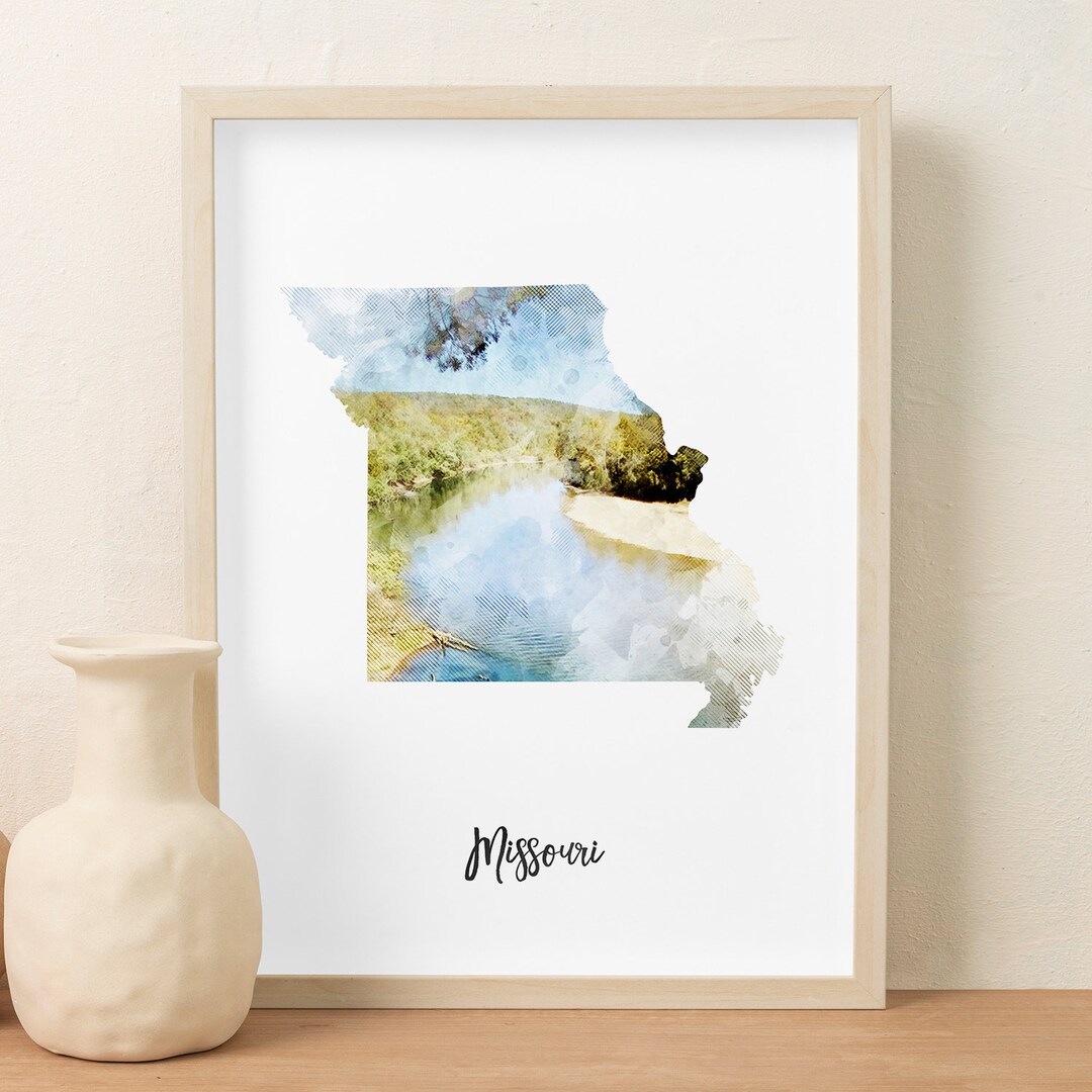 Missouri Watercolor Map Digital Download, State Map, Country Map, Map ...