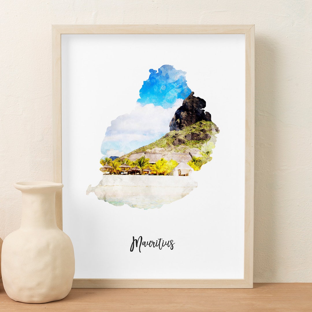 Mauritius Watercolor Map Digital Download, State Map, Country Map, Map ...
