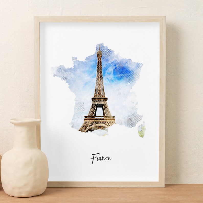 France Watercolor Map Digital Download, State Map, Country Map, Map ...