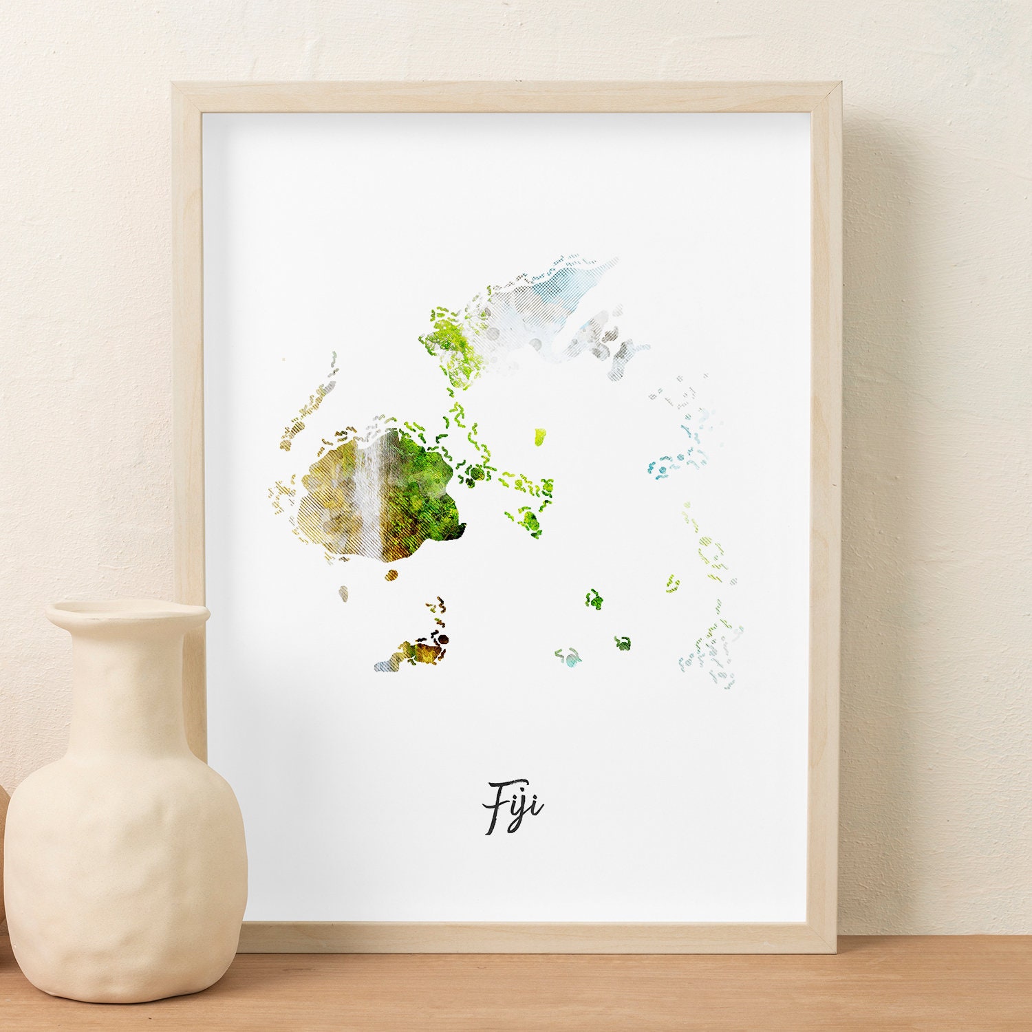 Fiji Watercolor Map Digital Download State Map Country Map - Etsy
