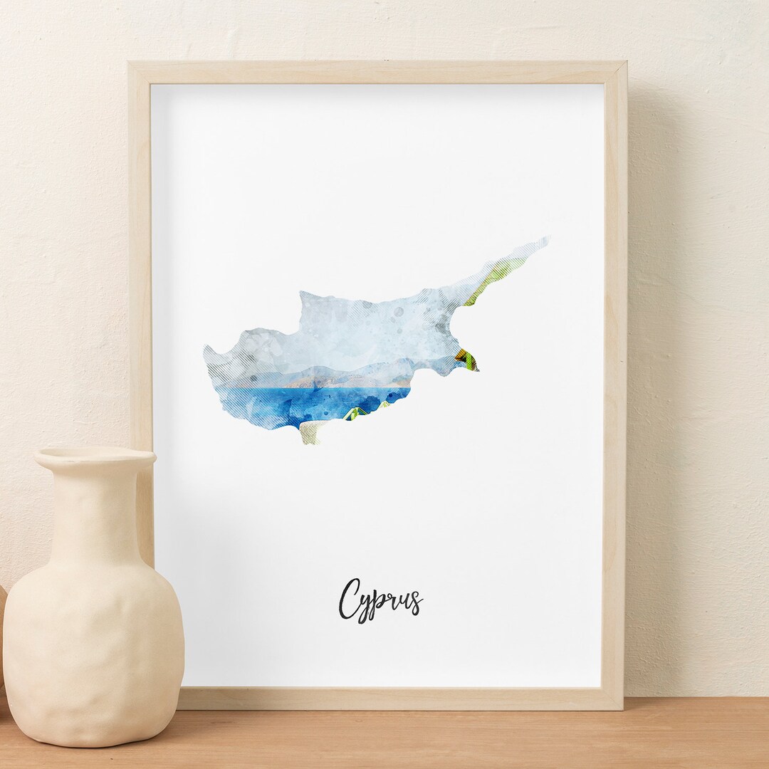 Cyprus Watercolor Map Digital Download, State Map, Country Map, Map, Travel, Print, Poster Wall ...