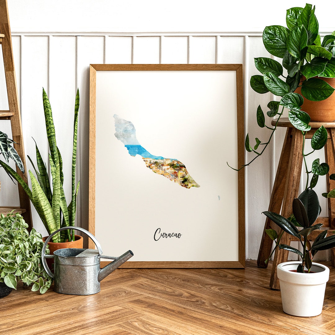 Curacao Watercolor Map Digital Download, State Map, Country Map, Map ...