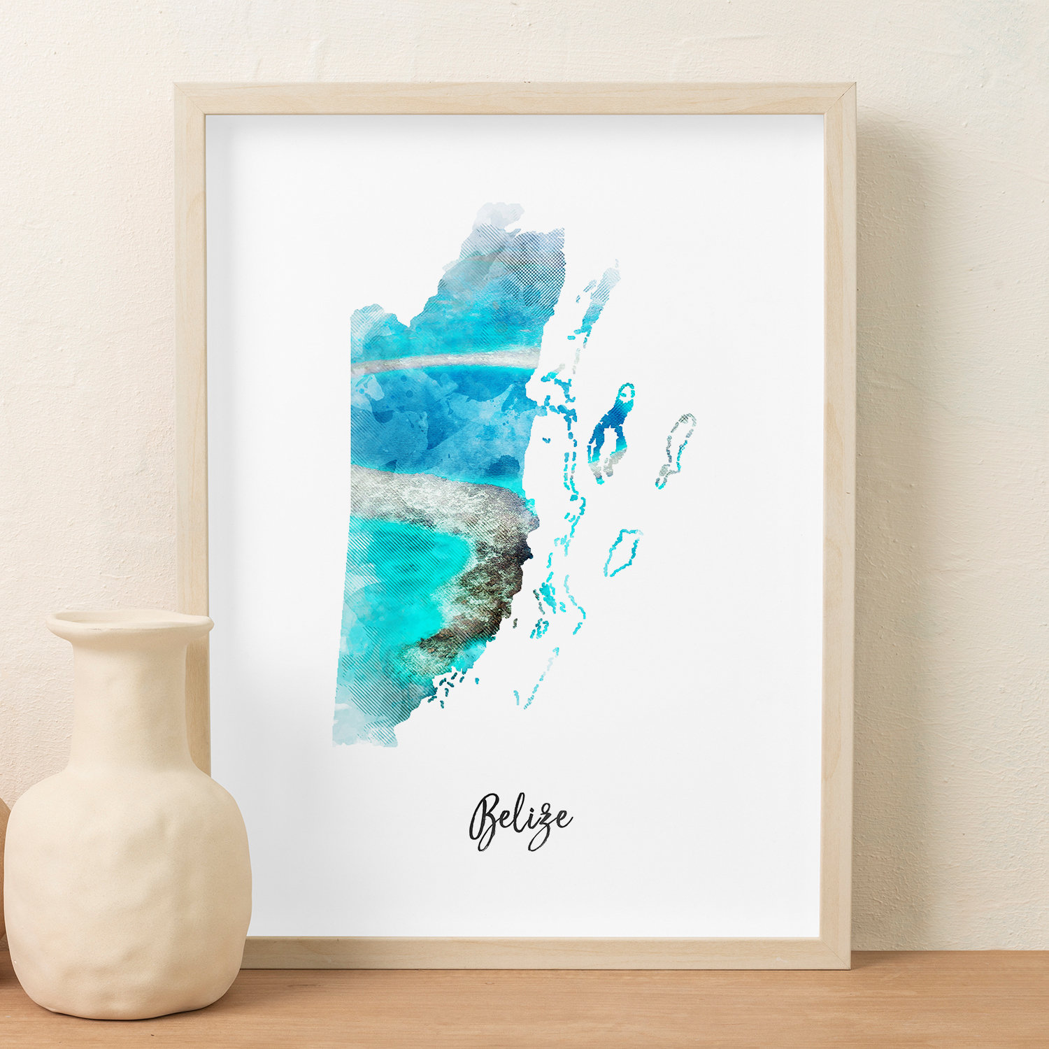 Belize Watercolor Map Digital Download, State Map, Country Map, Map ...