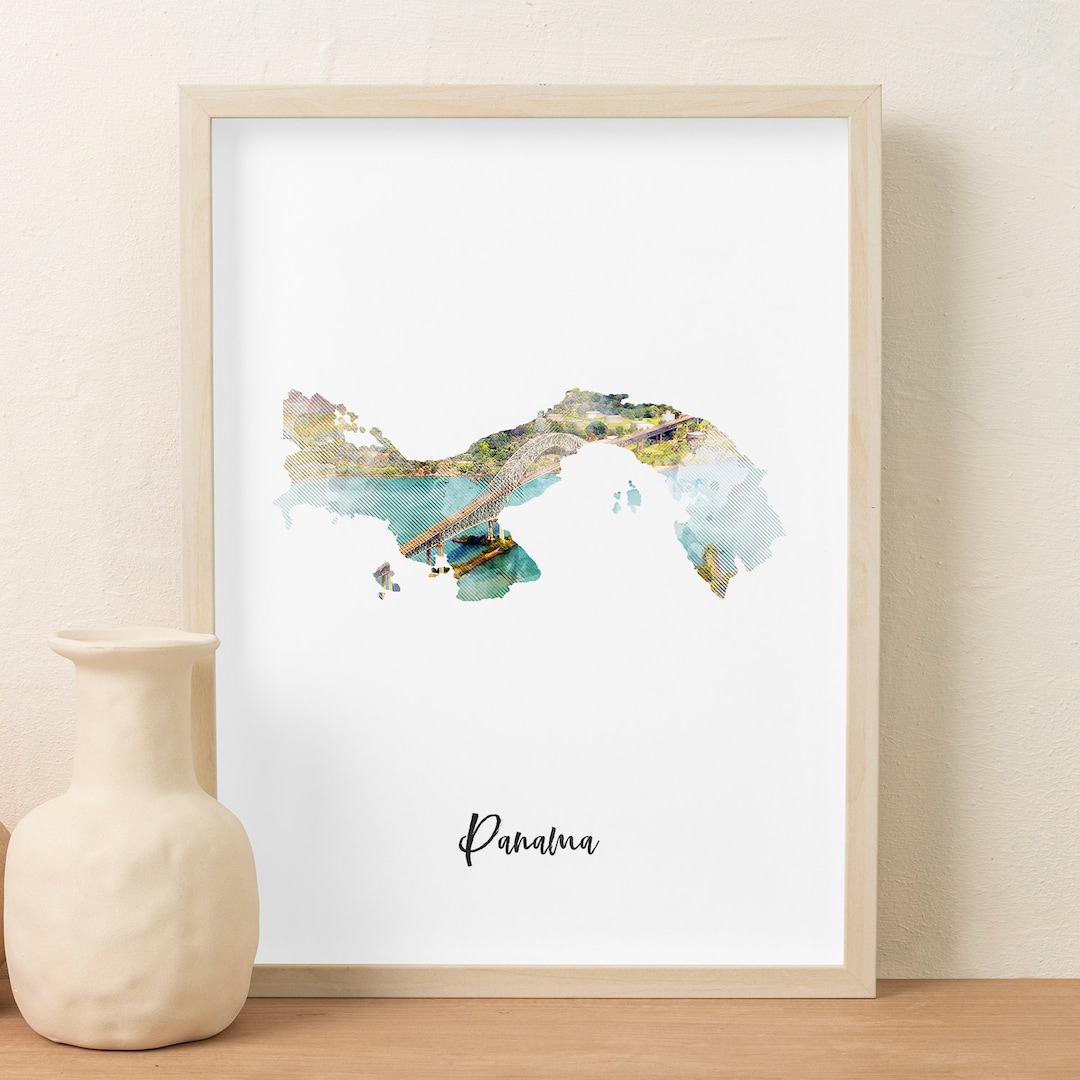 Panama Watercolor Map Digital Download, State Map, Country Map, Map ...