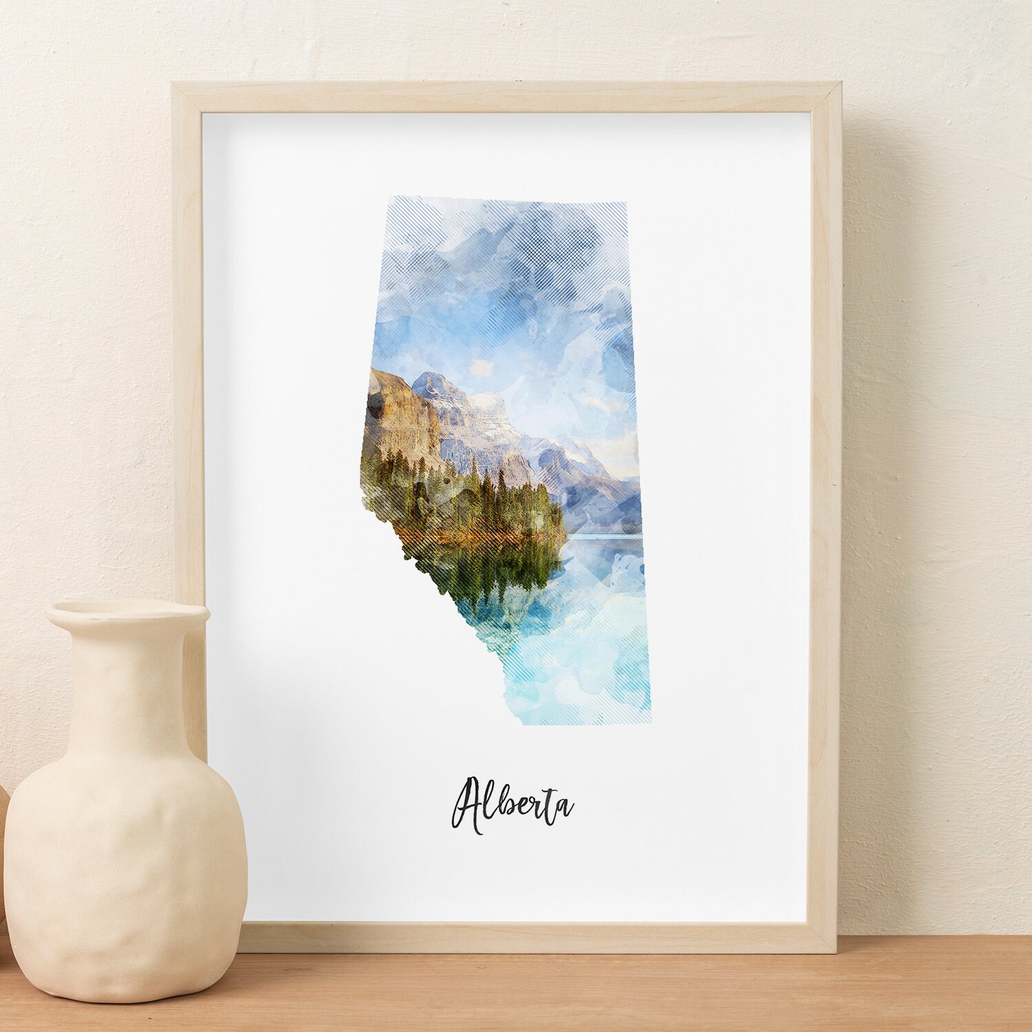 Alberta Watercolor Map Digital Download, State Map, Country Map, Map ...