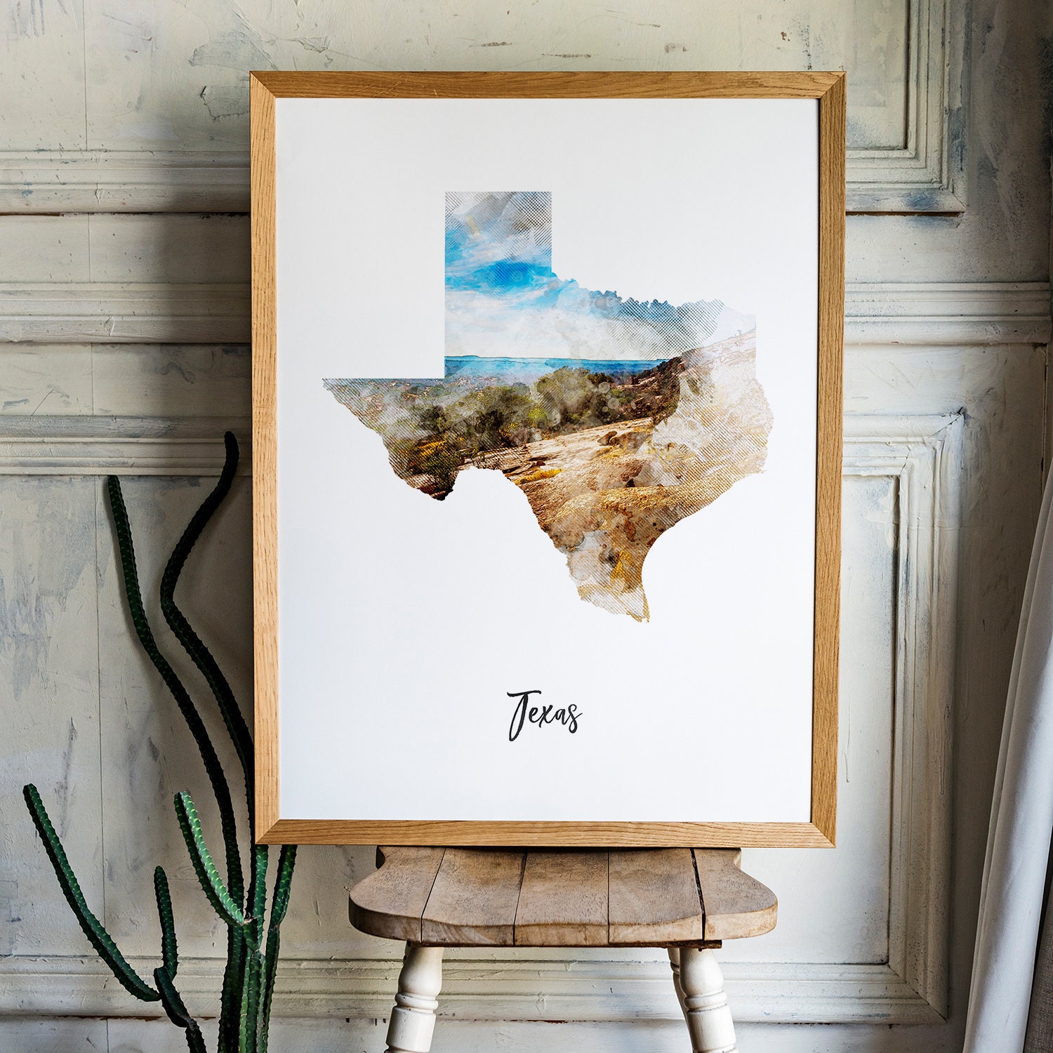 Texas Watercolor Map Digital Download, State Map, Country Map, Map ...