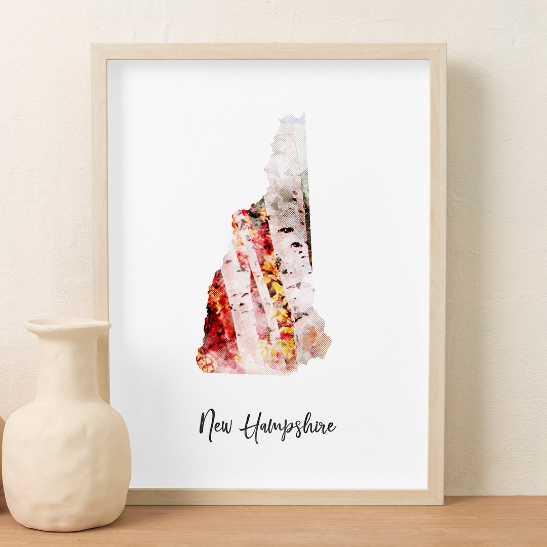 New Hampshire Watercolor Map Digital Download State Map - Etsy