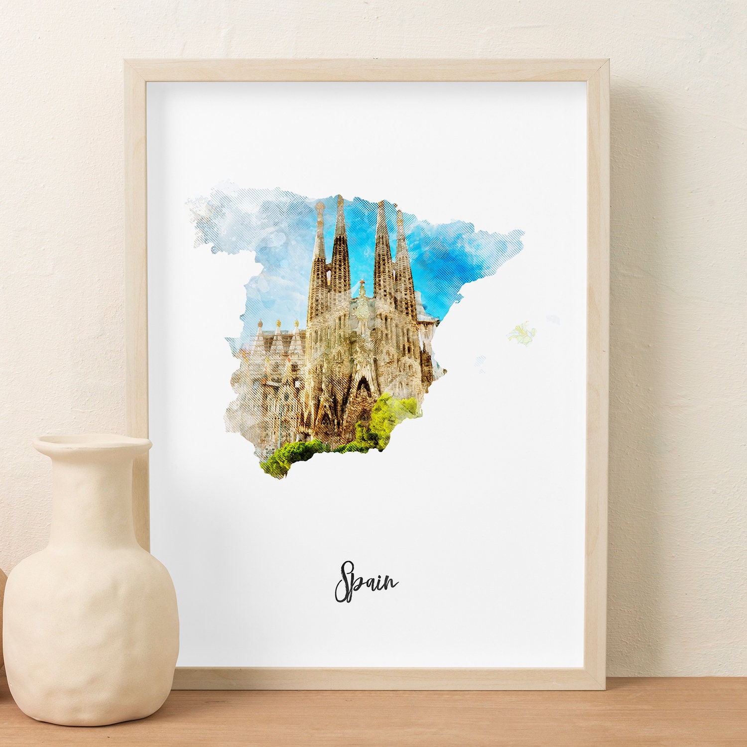 Spain Watercolor Map Digital Download, State Map, Country Map, Map ...