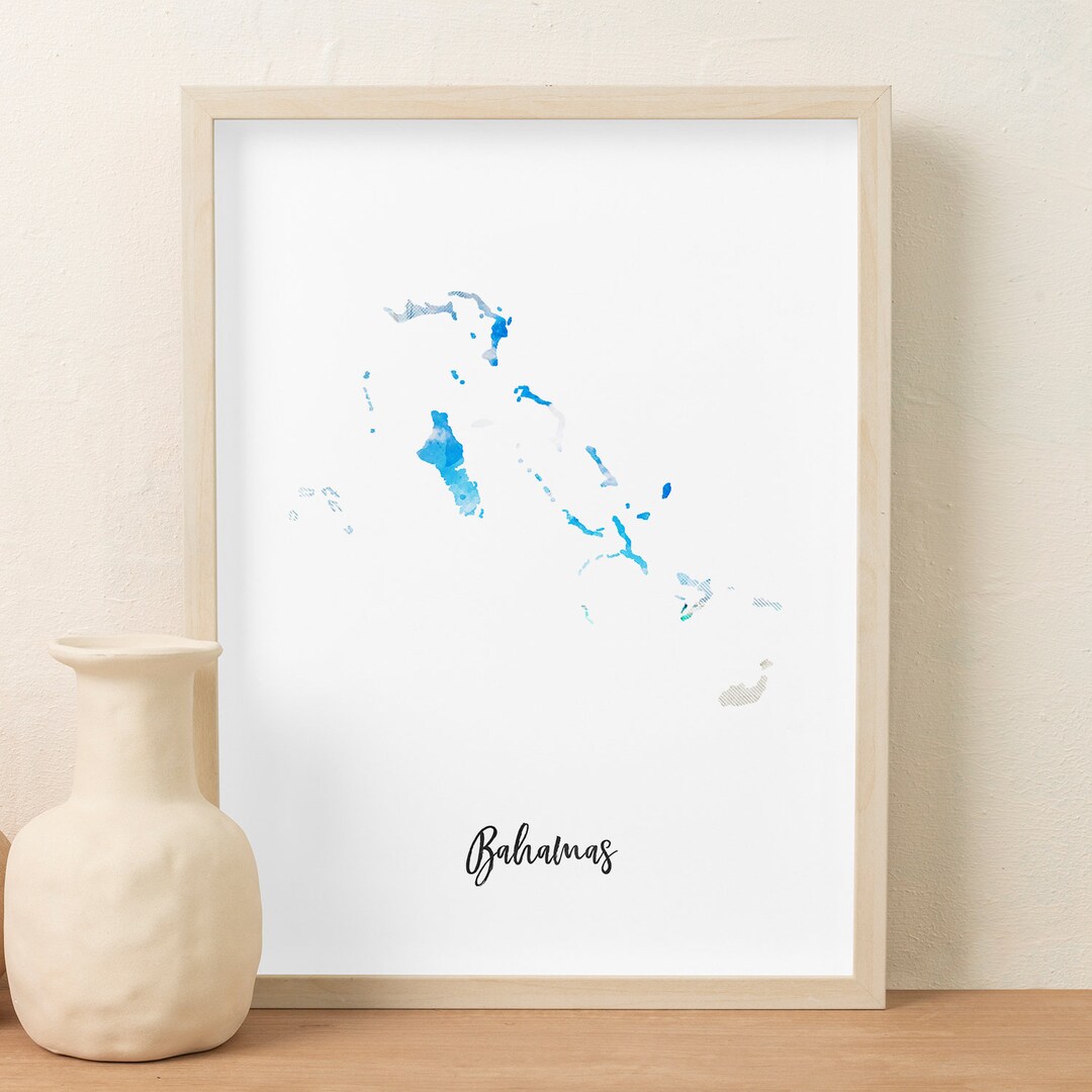 Bahamas Watercolor Map Digital Download, State Map, Country Map, Map ...