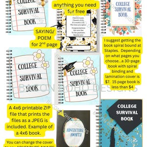 Editable Graduation Gift Card Book, College Survival Book, Gift Card ...