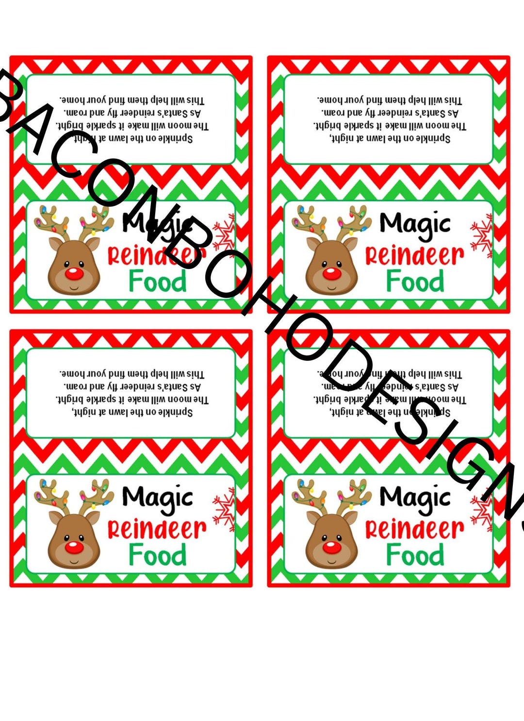 Reindeer Food Bag Topper and Table Tent Cards Printable & Editable - Etsy