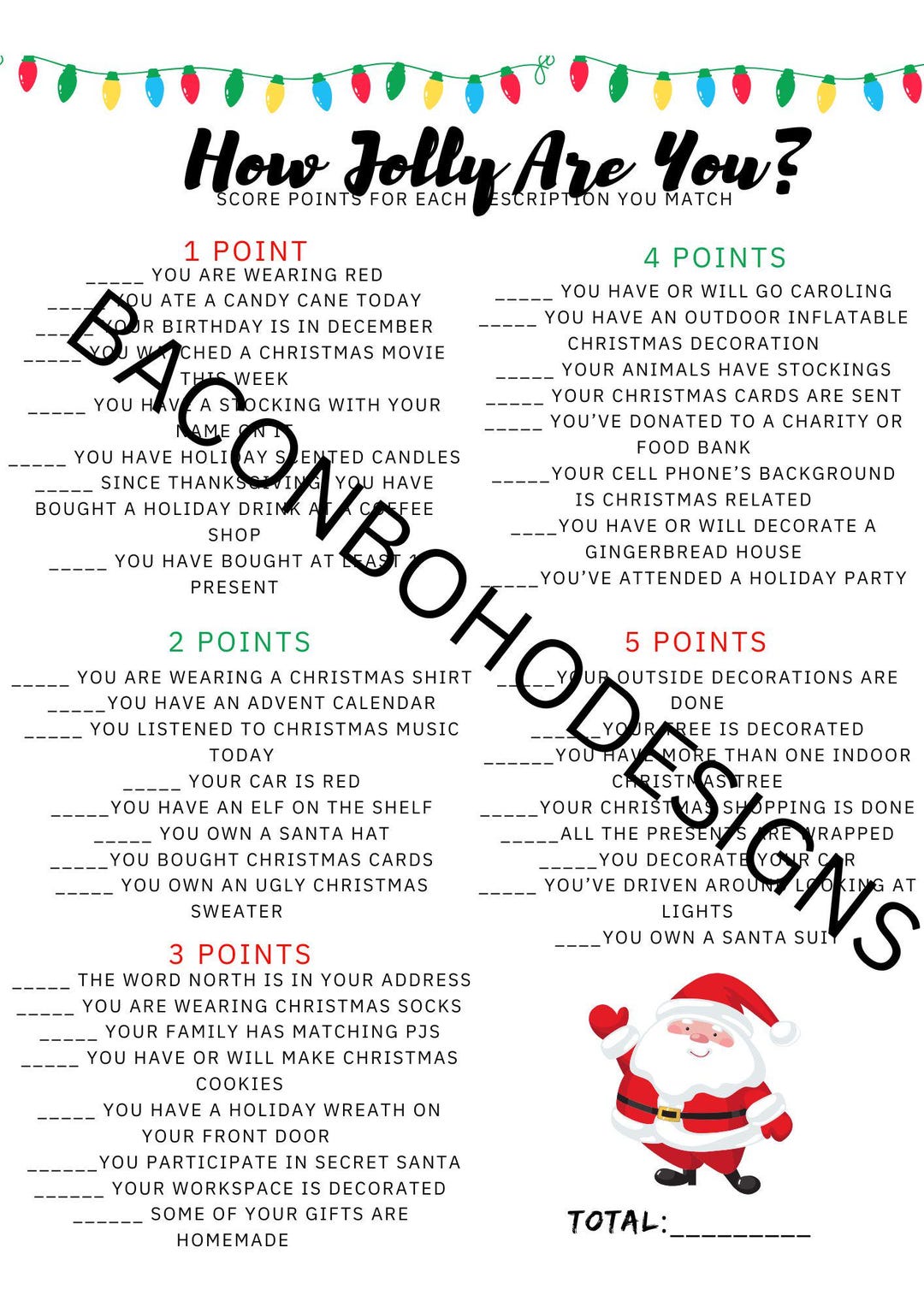 Christmas Party Game Holiday Game Printable How Jolly Are You PRINTABLE ...