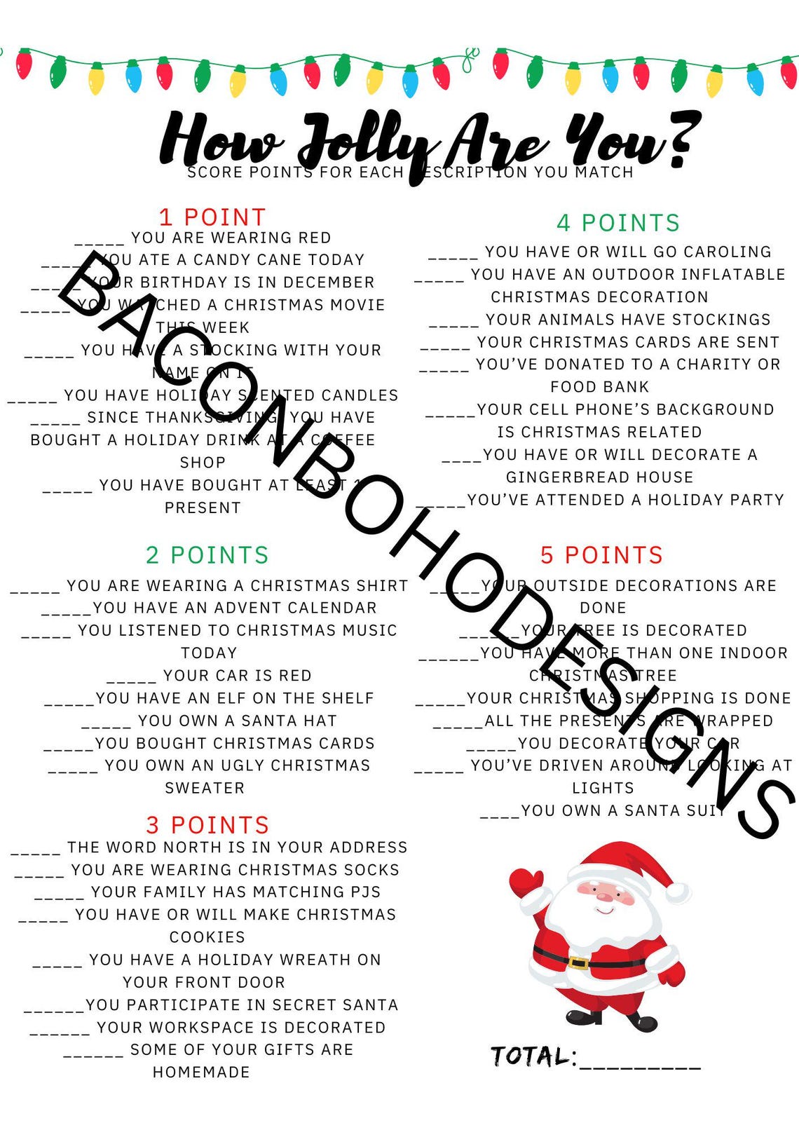 Christmas Party Game Holiday Game Printable How Jolly Are You PRINTABLE ...