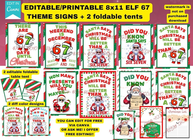 Elf 67 Bundle, Elf 67 Printables, Elf 67 Sign, Elf Slang, Elf ...