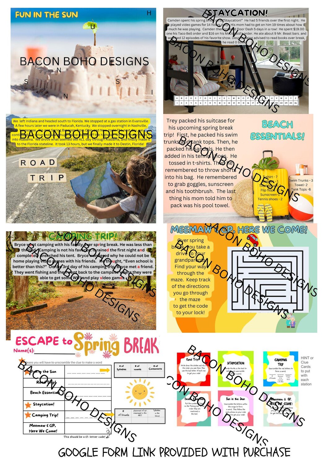 Digital Escape Room, Spring Break Activity, Escape to Spring Break ...