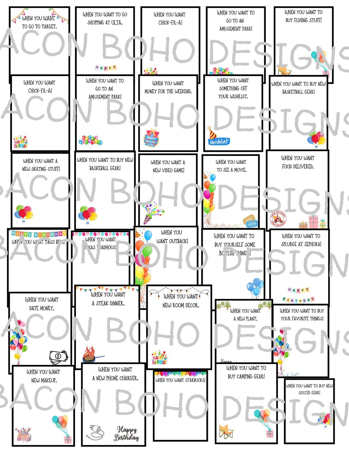Editable/printable Birthday Gift Card Book, 100+ Gift Card Templates ...