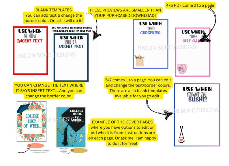 Editable/printable Graduation Gift Card Book, 25 Options,college ...