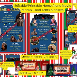 Printable/editable Home Alone Movie Bundle, Home Alone Menu, Movie ...
