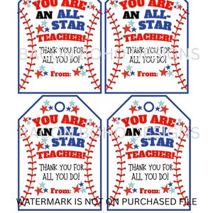 Editable/printable All-star Gift Tag, Baseball Team Gift Tag, Baseball ...