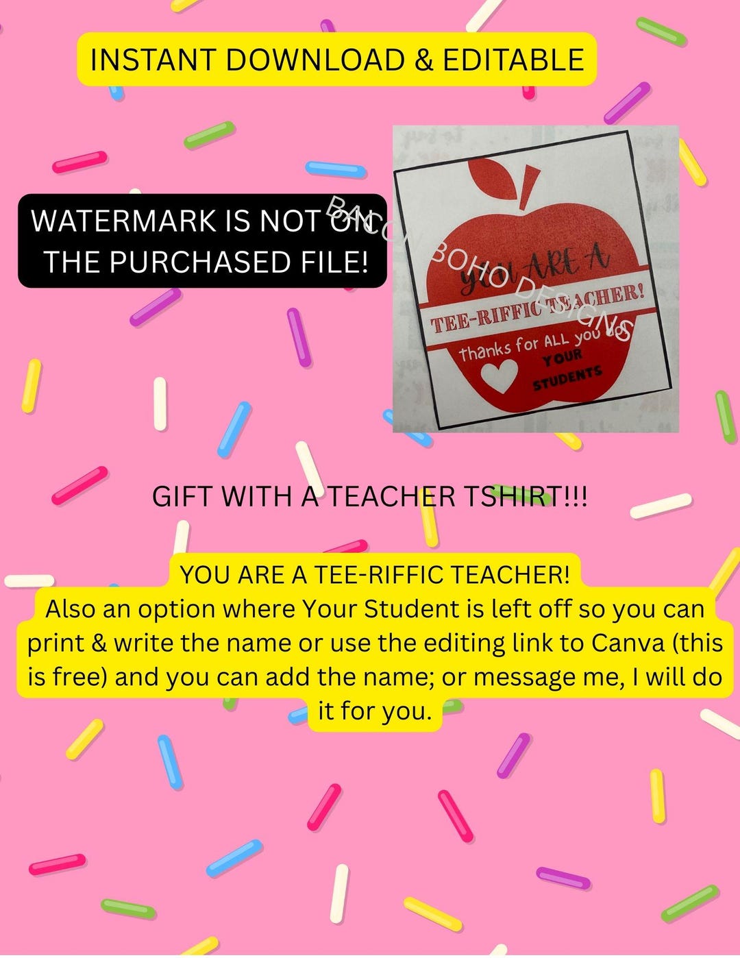 Teacher Gift Tag, Teacher Appreciation, Teacher Gift, T-shirt Gift Tag ...