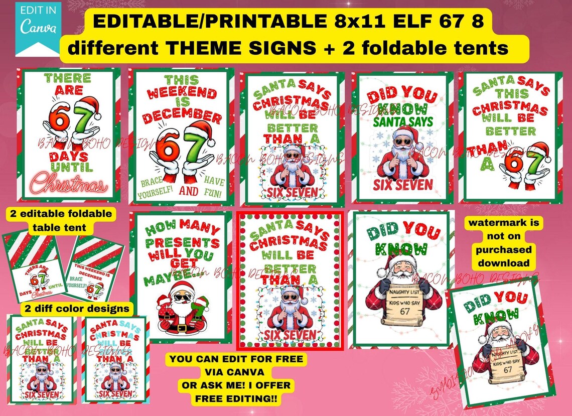 Elf 67 Bundle, Elf 67 Printables, Elf 67 Sign, Elf Slang, Elf ...