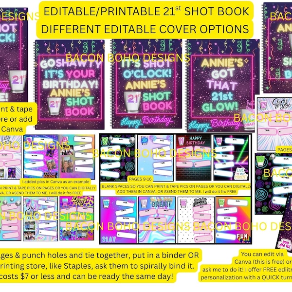 Shot Book Page Ideas - Etsy