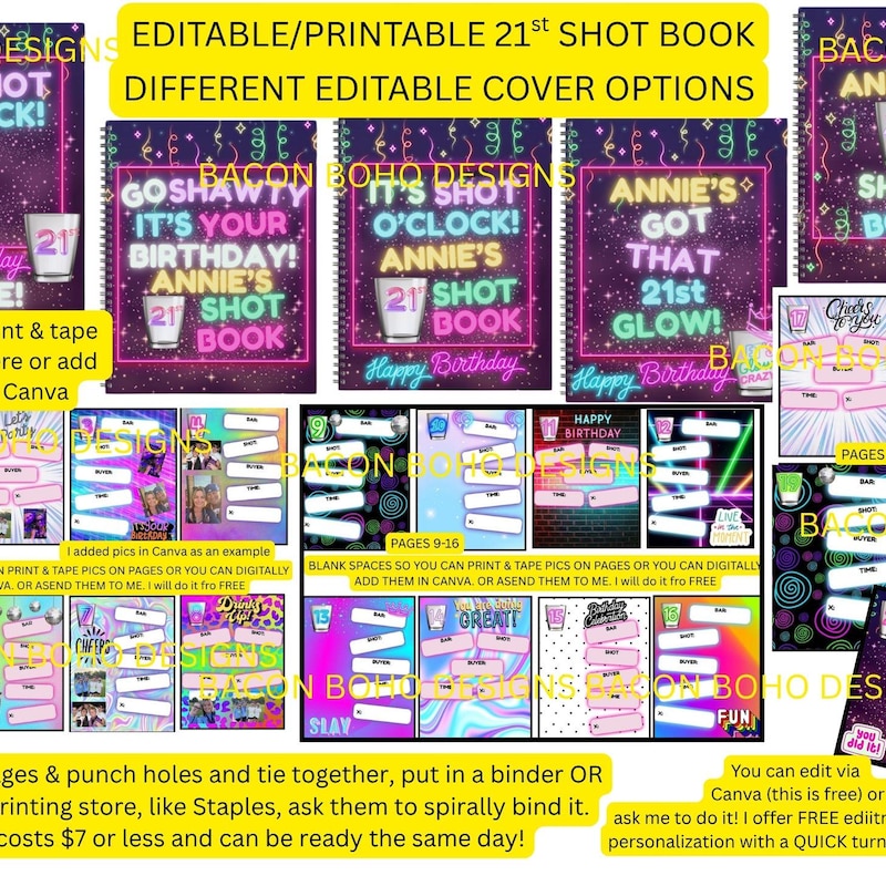 Shot Book Page Ideas - Etsy