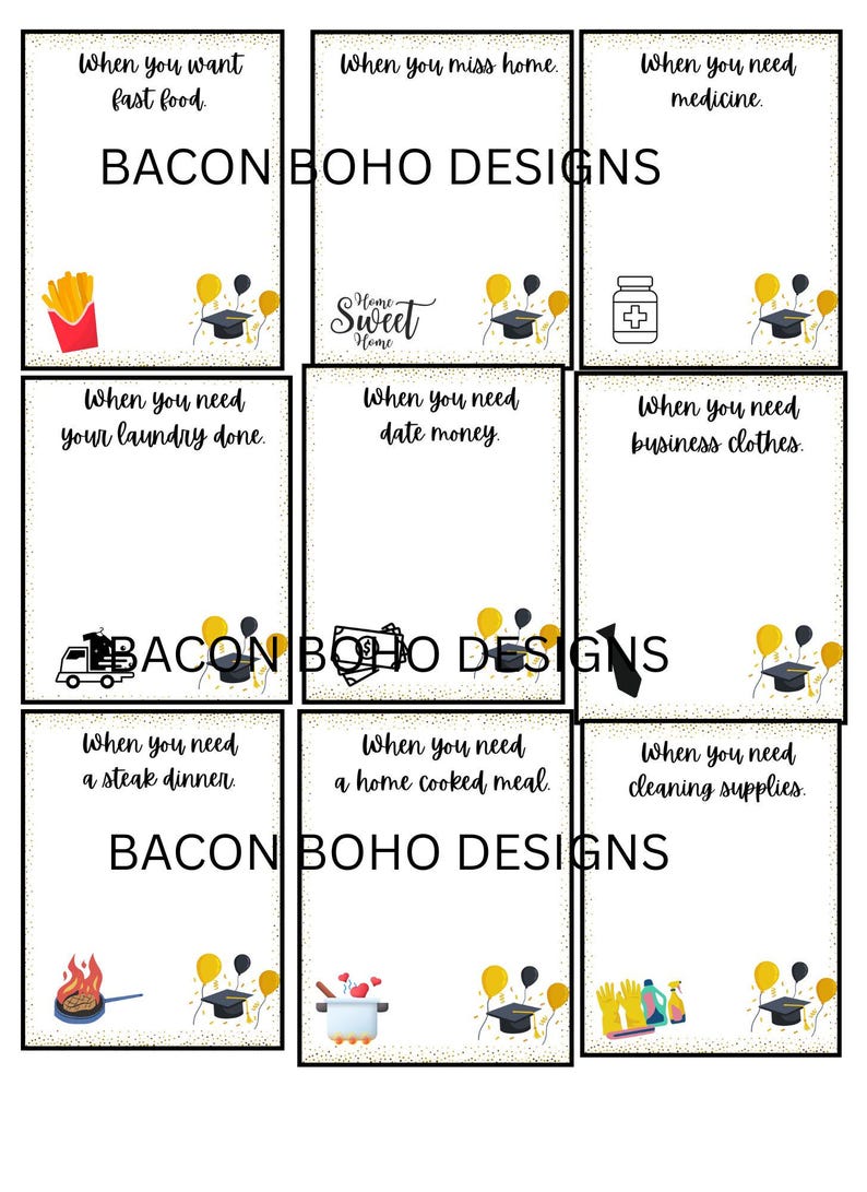 Printable Graduation Gift Card Book, College Survival Kit, Gift Card ...