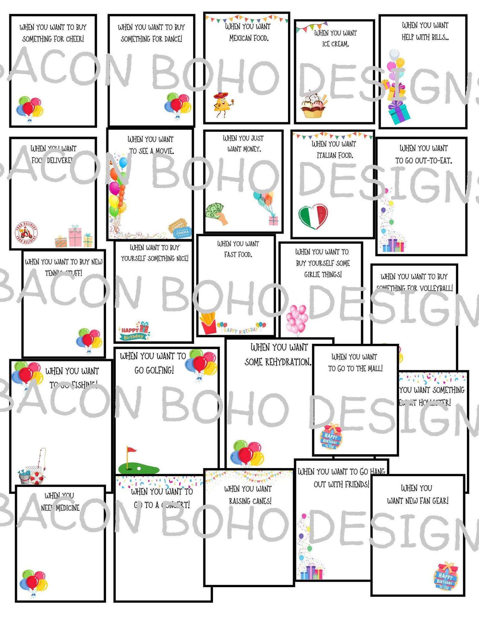 Editable/printable Birthday Gift Card Book, 100+ Gift Card Templates ...