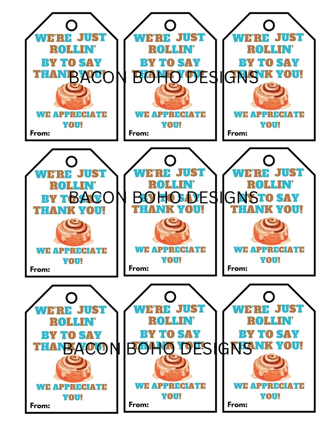 Teacher Appreciation Gift, Just Rollin by Gift Tag, Printable Teacher ...