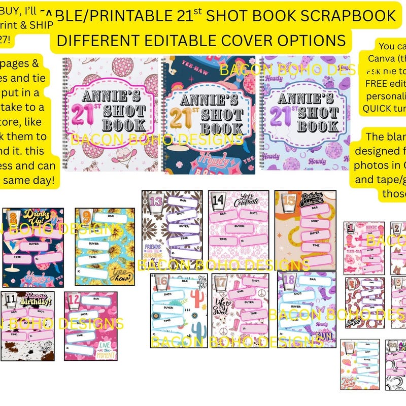 Shot Book Page Template - Etsy