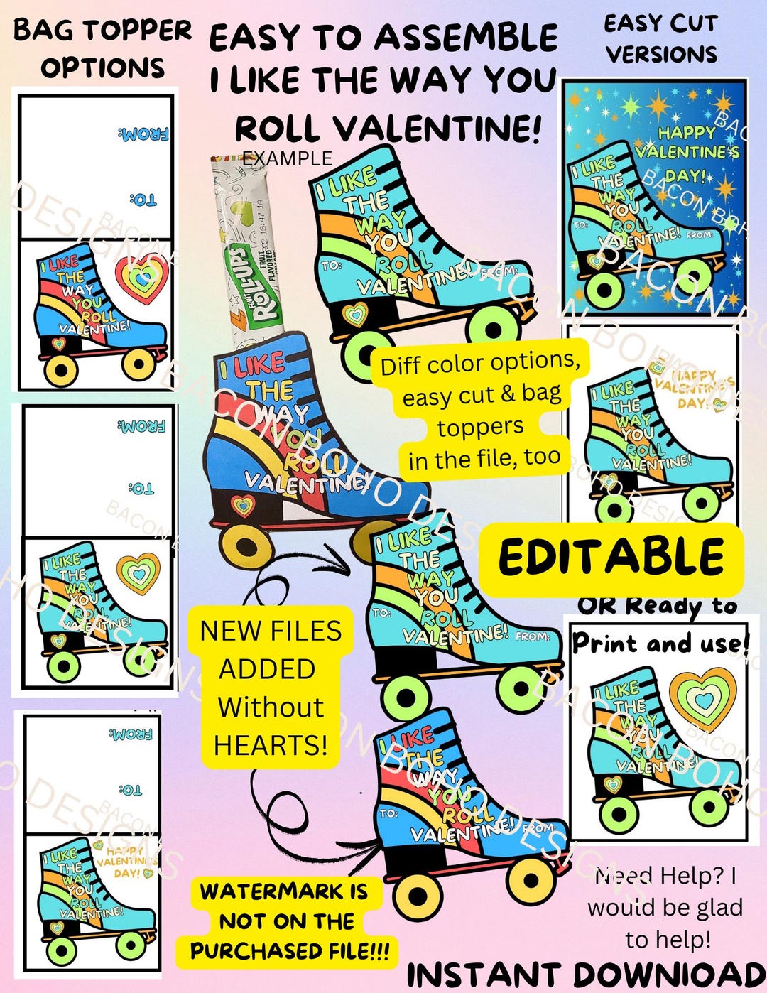 Roller Skate Kid Valentine, Kid Class Valentines, Boy Valentines ...