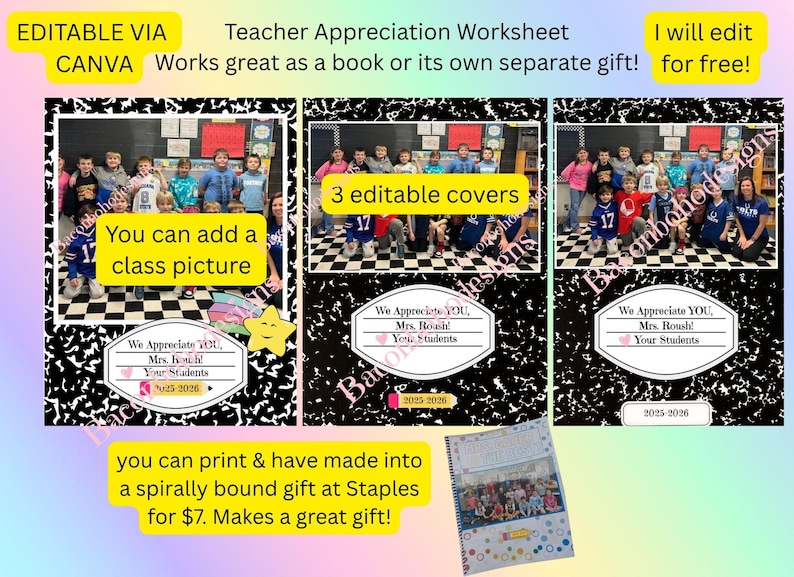 Editable/printable Teacher Appreciation Gift, Teacher Appreciation ...