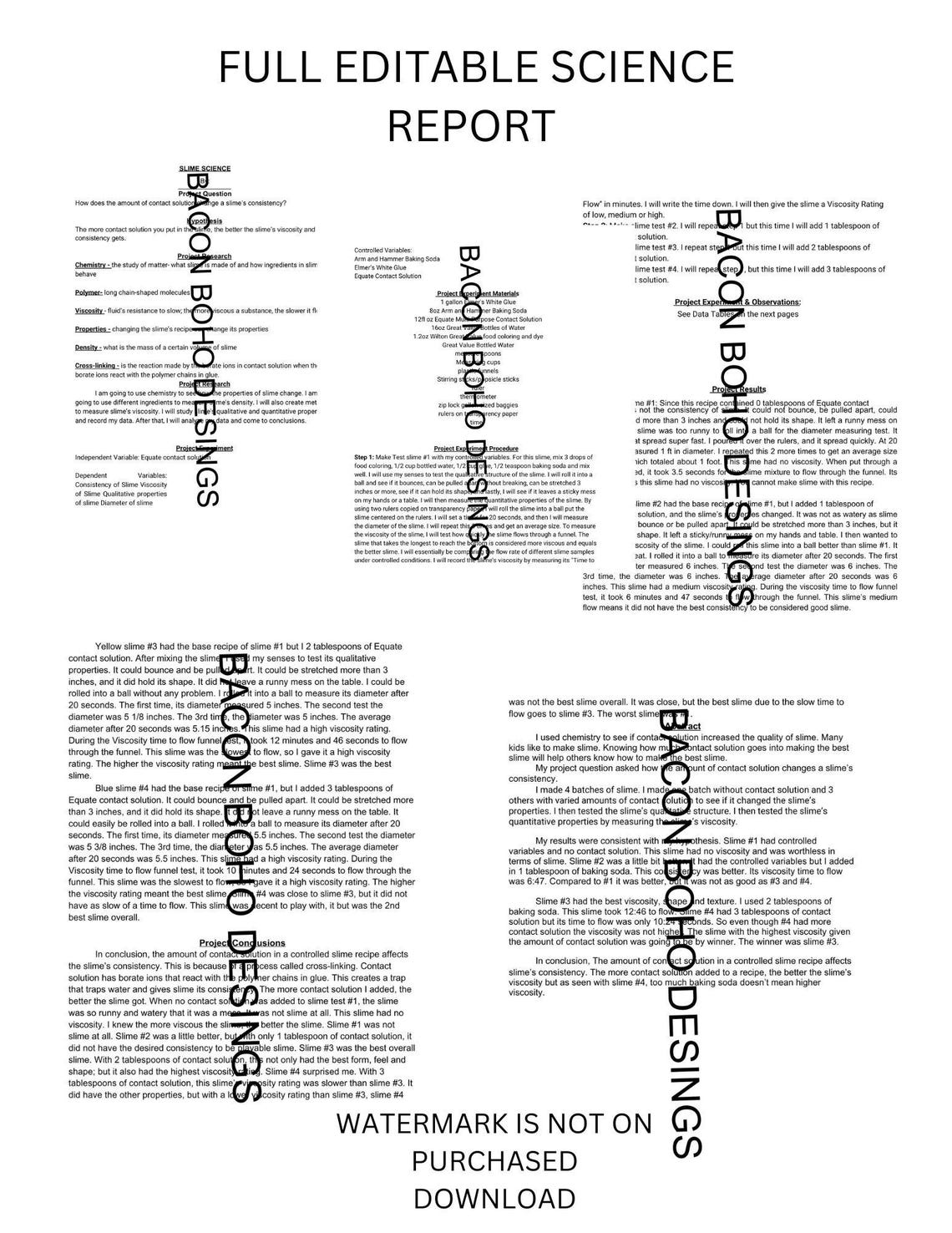 Editable/printable Science Fair Project, Ready-to-go Award Winning ...