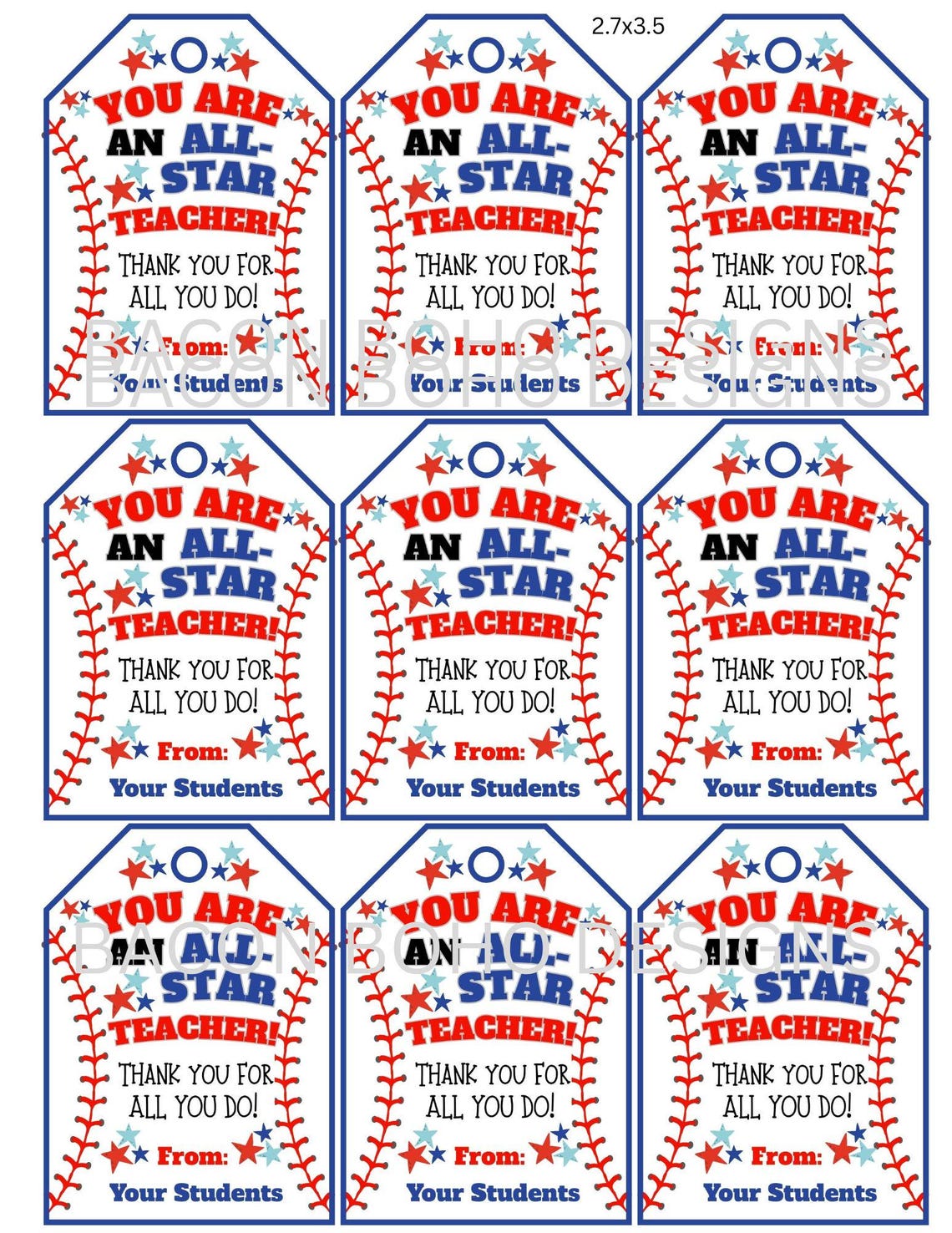 Editable/printable All-star Gift Tag, Baseball Team Gift Tag, Baseball ...