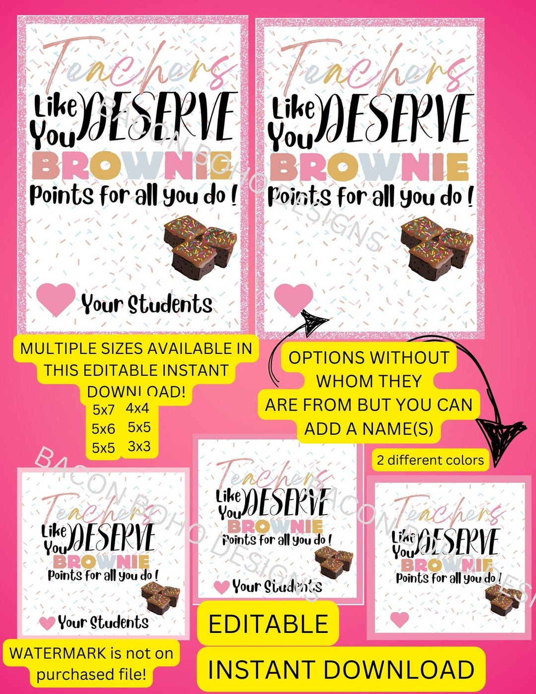 Teacher Appreciation Gift Tag; Teacher Gift, Gift Tag, Brownie Points ...