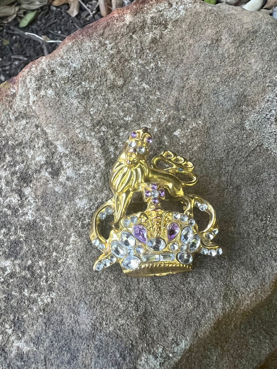 TBN Ten Prayer Lion Jeweled Crown Brooch Pin - Etsy
