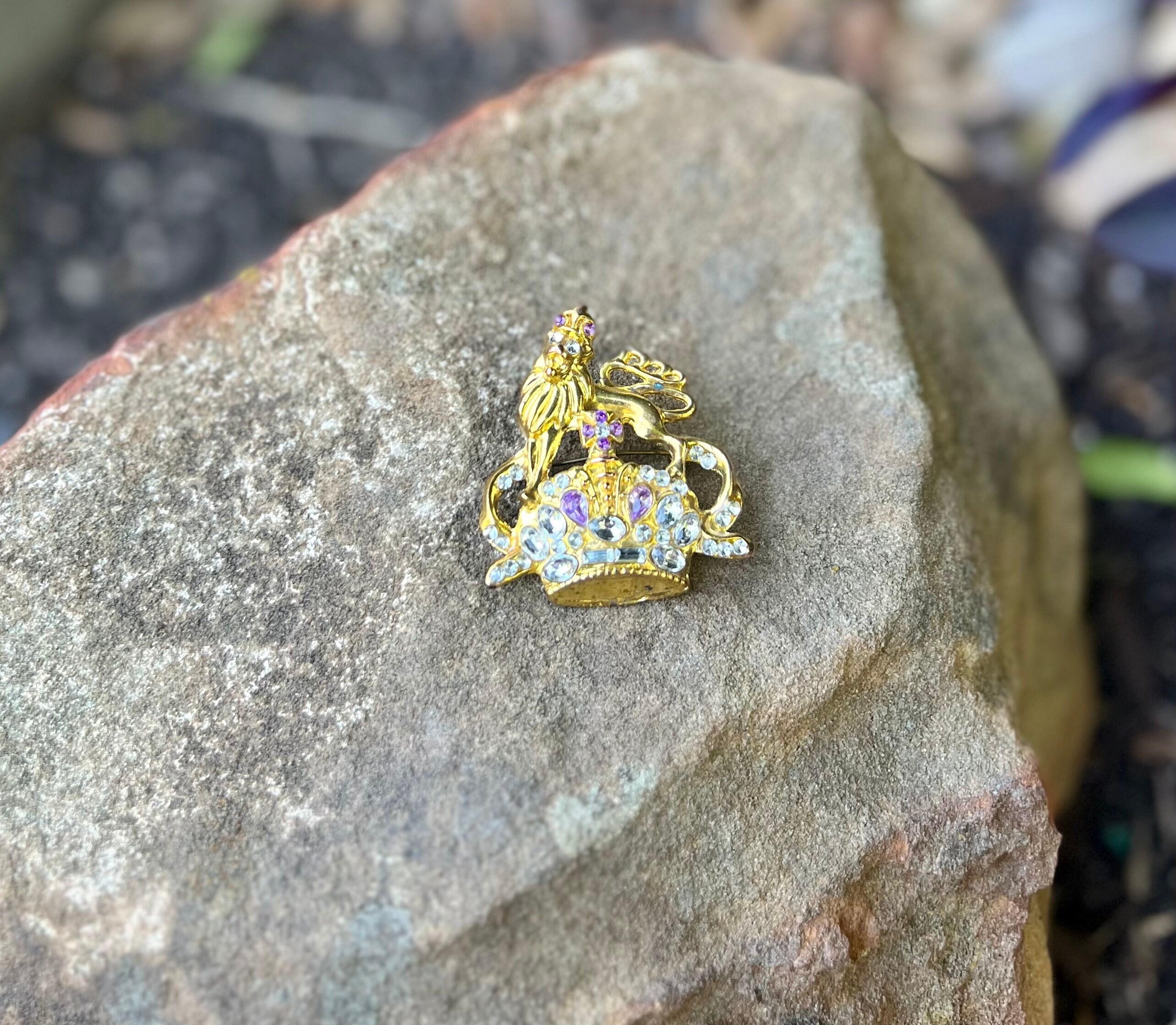 TBN Ten Prayer Lion Jeweled Crown Brooch Pin - Etsy